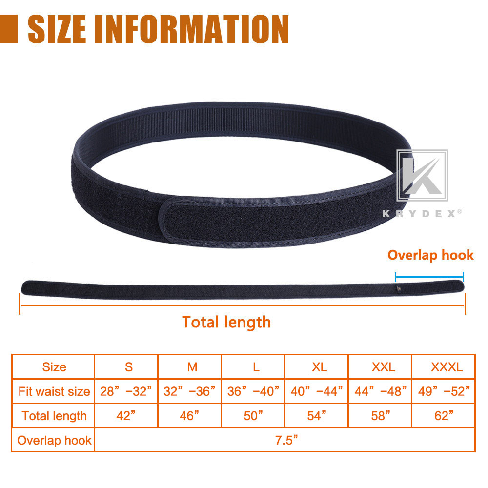 KRYDEX 1.5inch Duty Inner Belt Tactical EDC Waist Belt Nylon Black w ...
